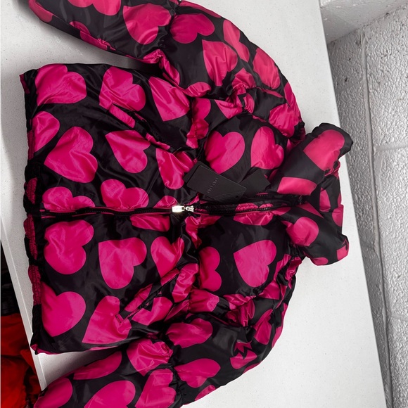 fun 2 fun | Jackets & Coats | Fun 2 Fun Pink And Black Heart Puffer ...